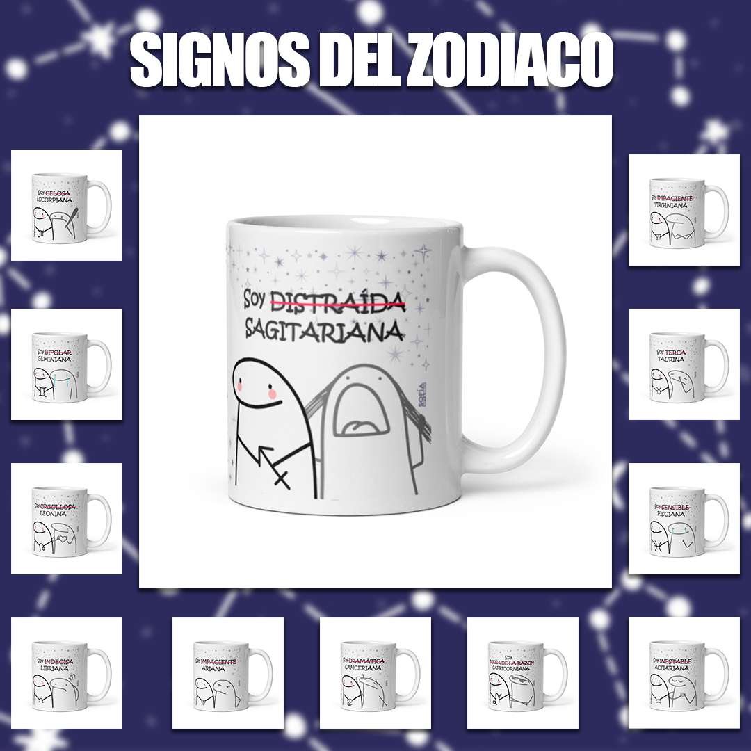 TAZAS DE CERÁMICA FLORK SIGNOS DEL ZODIACO - Sofia Gift and Deco